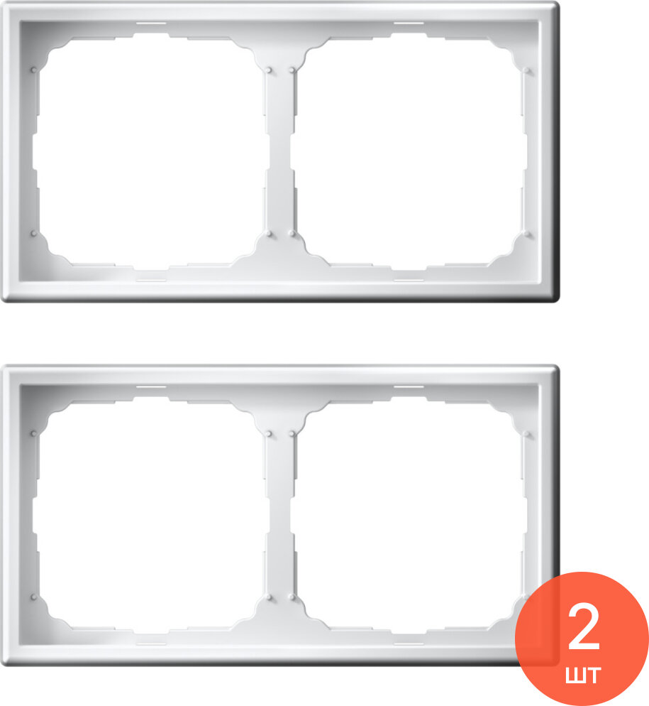 Рамка электроустановочная Systeme Electric / Систем Электрик ArtGallery, GAL000102, белая, 2 поста / для розеток и выключателей (комплект из 2 шт)