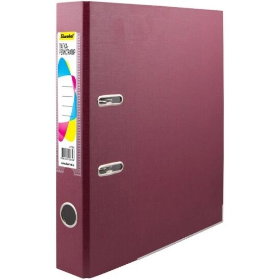 Папка-регистратор Silwerhof A4 50мм ПВХ/бумага бордовый мет. окант. сборная (упак:2шт)