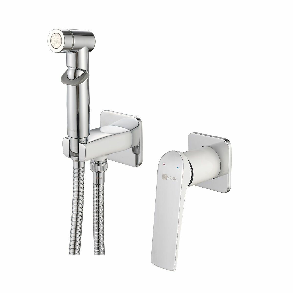 Смеситель Lemark Allegro LM5920CW с гигиеническим душем, встраиваемый, хром/белый