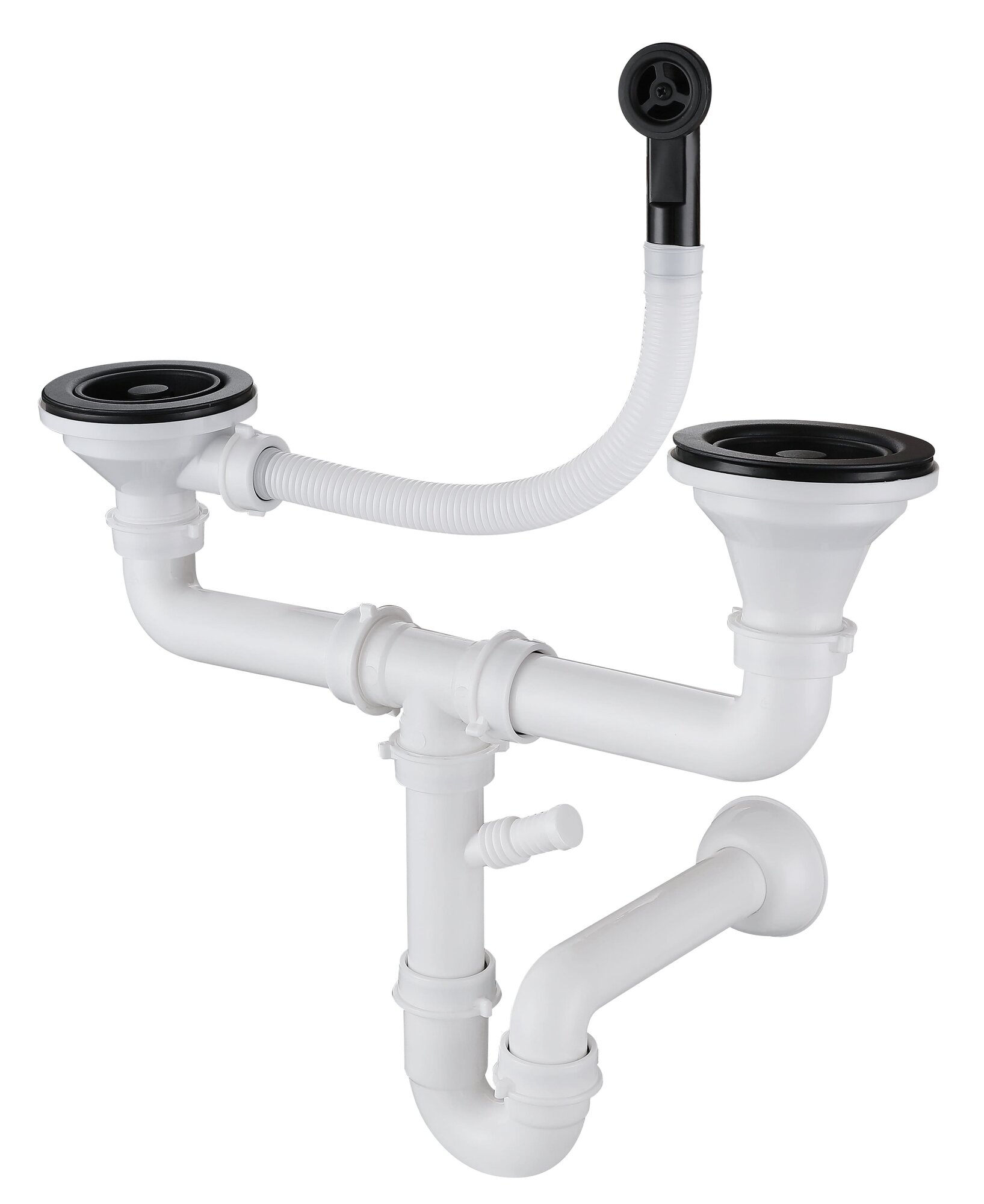 Сифон двойной 3 1/2" с круг пер черный