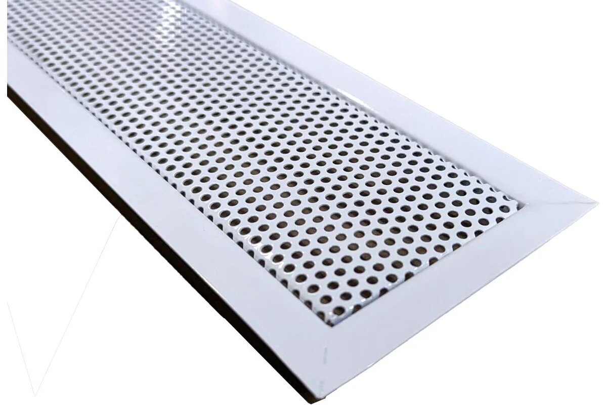 Вентмаркет VRQ500х60Whaite белая врезная вентиляционная решетка с перфорацией кружок