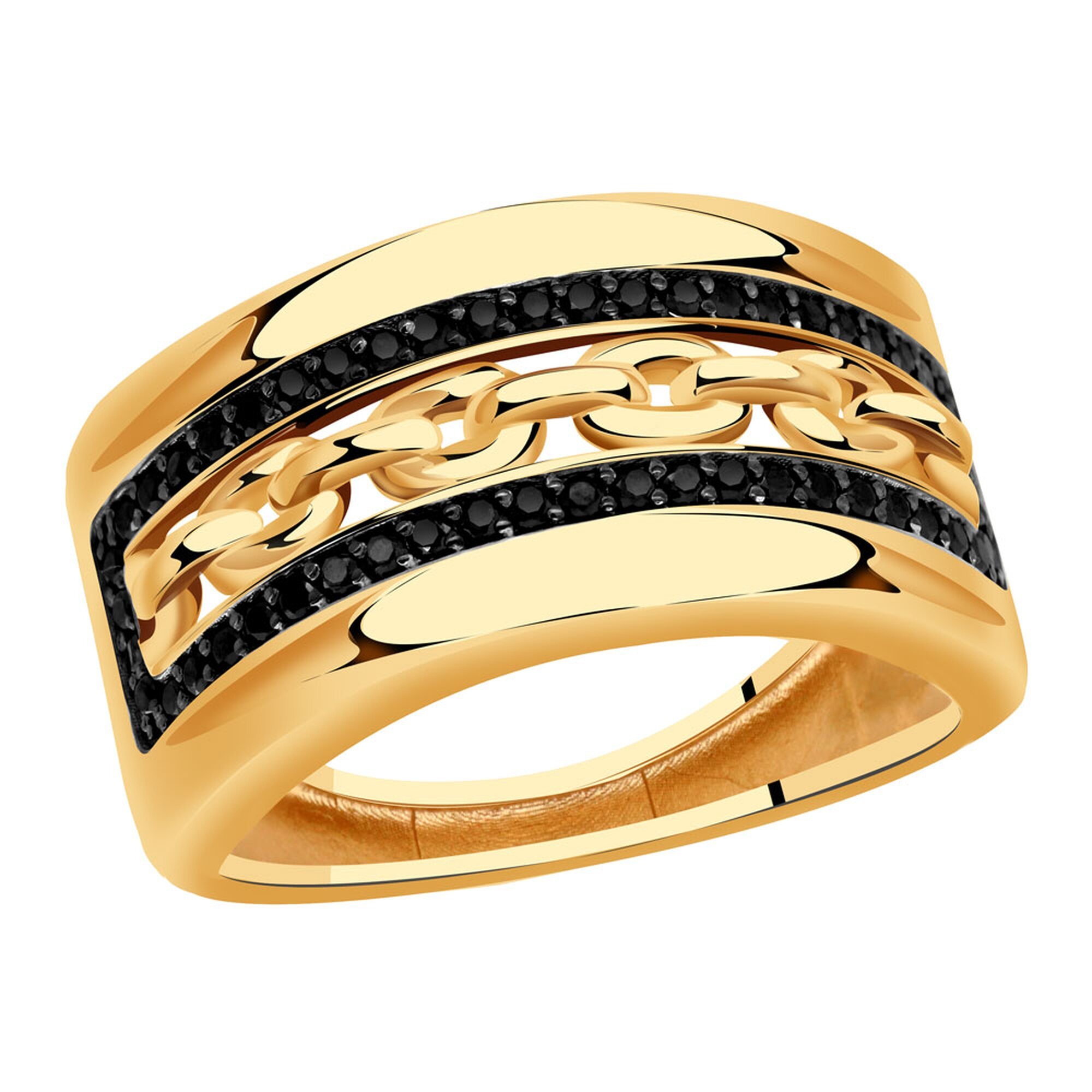 Перстень, красное золото, 585 проба, фианит