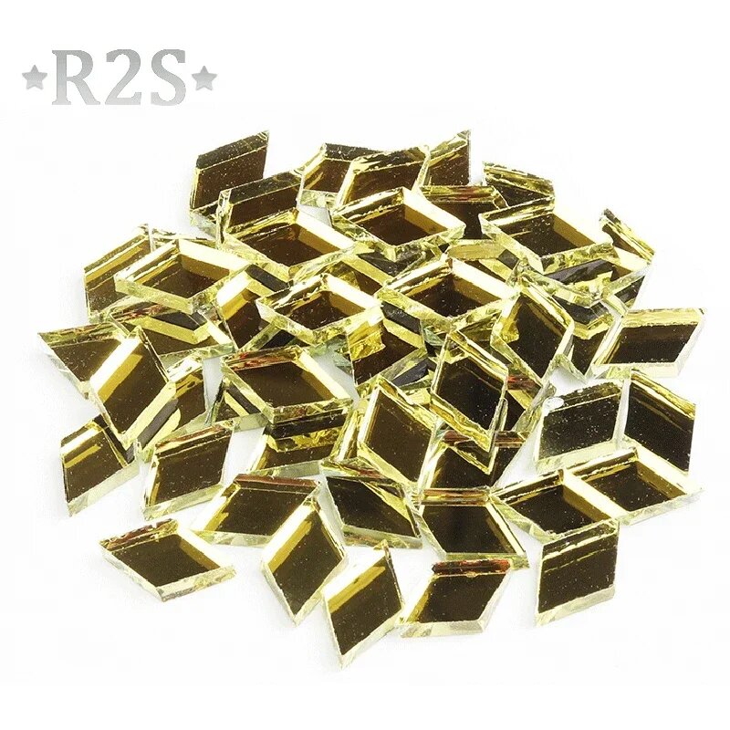 Стеклянная зеркальная мозаика алмазная форма Gold diamond