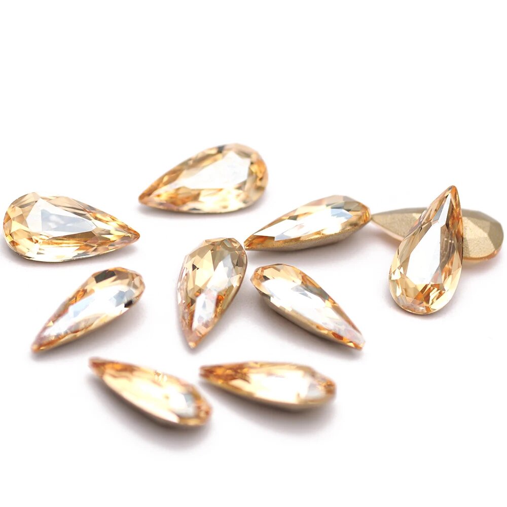 CTPA3bI каплевидные стразы для ногтей 10 шт 5x10mm 10pcs, Golden Shadow