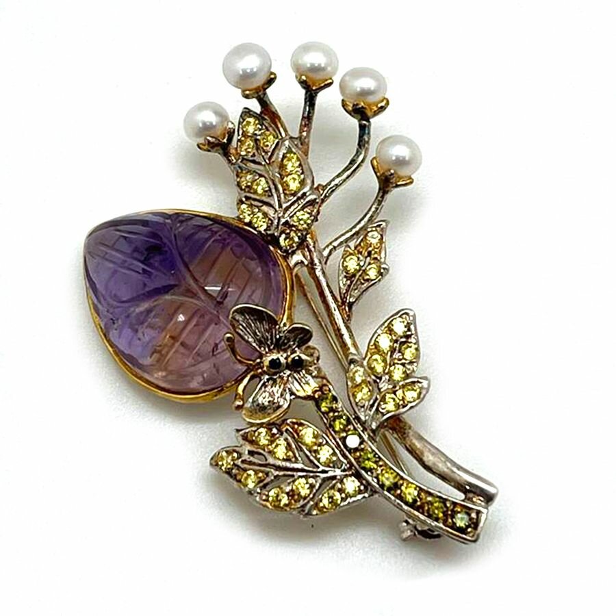 Брошь, хризолит, аметрин, цитрин