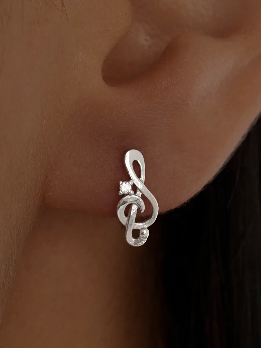 Серьги, серебро, 925 проба, родирование, фианит