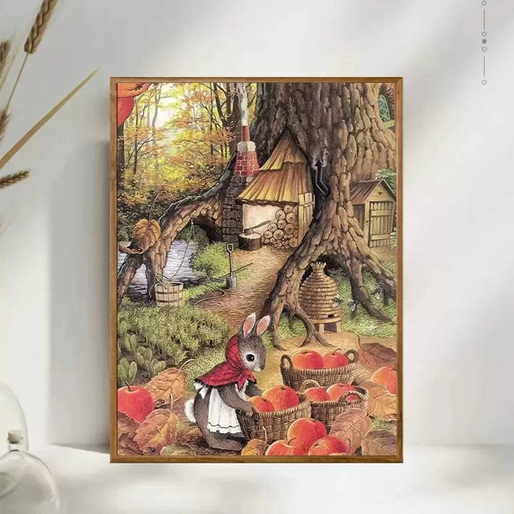 Набор для вышивания крестом, вышивка крестиком Кролик с яблоком, 11CT 60x75cm, полная зашивка, LYTOOMOY (без подрамника, без рамки)