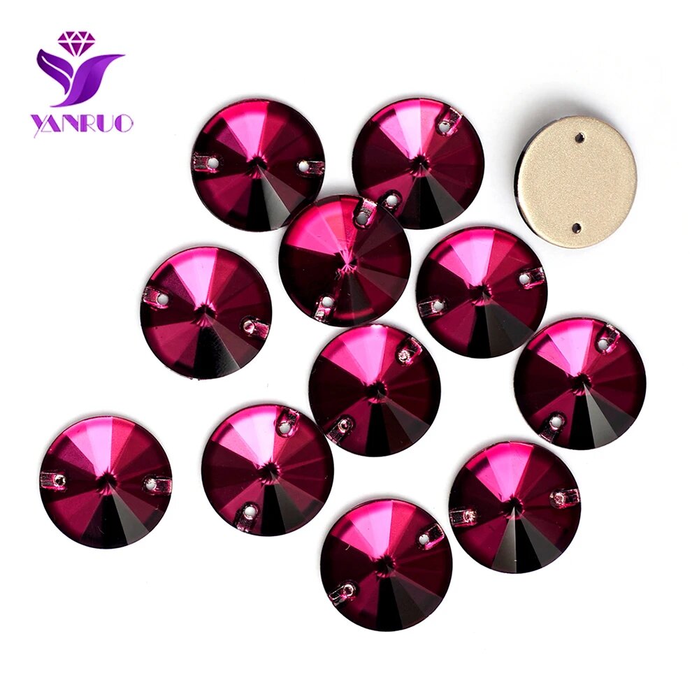 YANRUO 3200 круглые стеклянные стразы для шитья Фиолетовый, 12mm 28Pcs, Amethyst