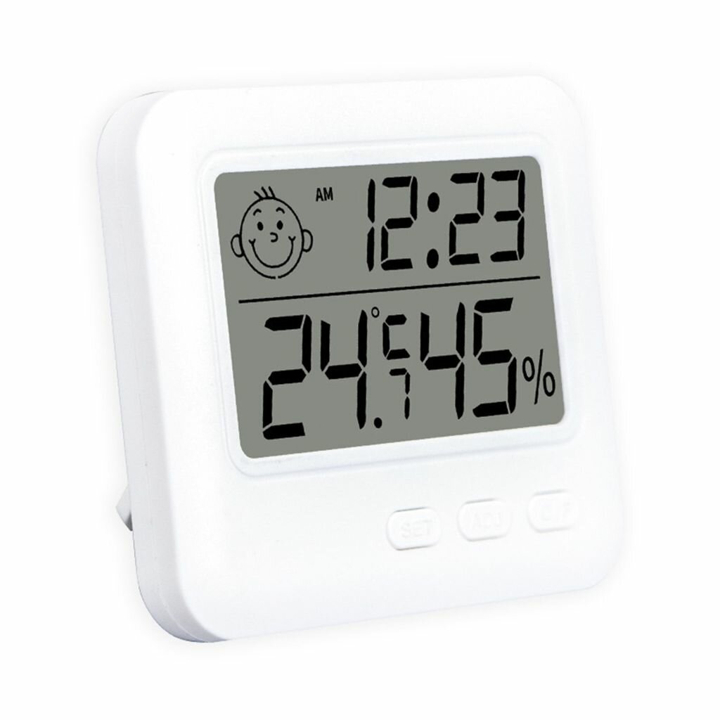 (1шт) Многофункциональный бытовой кронштейн для детской комнаты в помещении с цифровым дисплеем, будильником, электронным термометром и гигрометром-белый