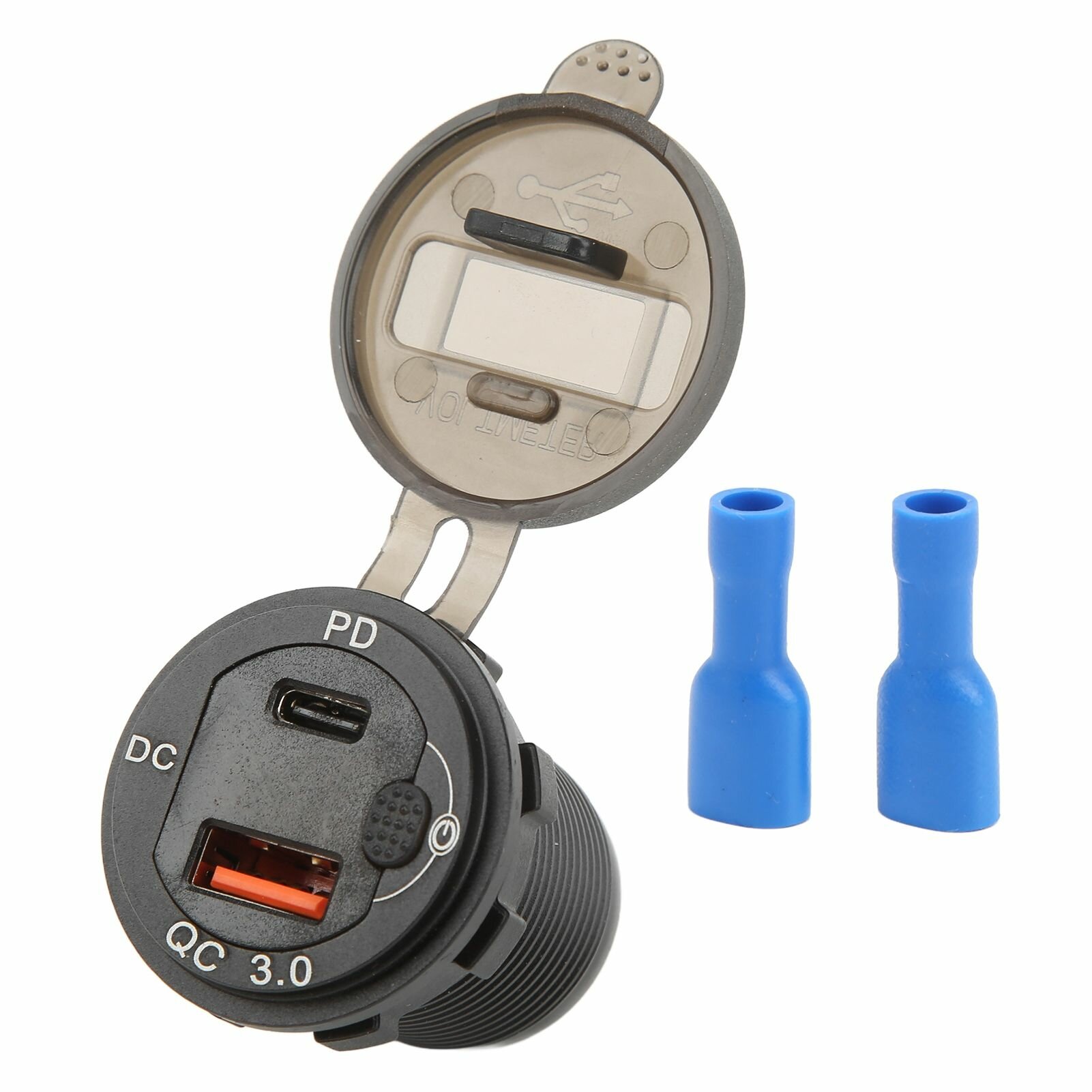 USB-адаптер для автомобильного зарядного устройства QCPD, быстрая зарядка, 12 24 В, водонепроницаемый дисплей напряжения, универсальный для мотоциклов, яхт