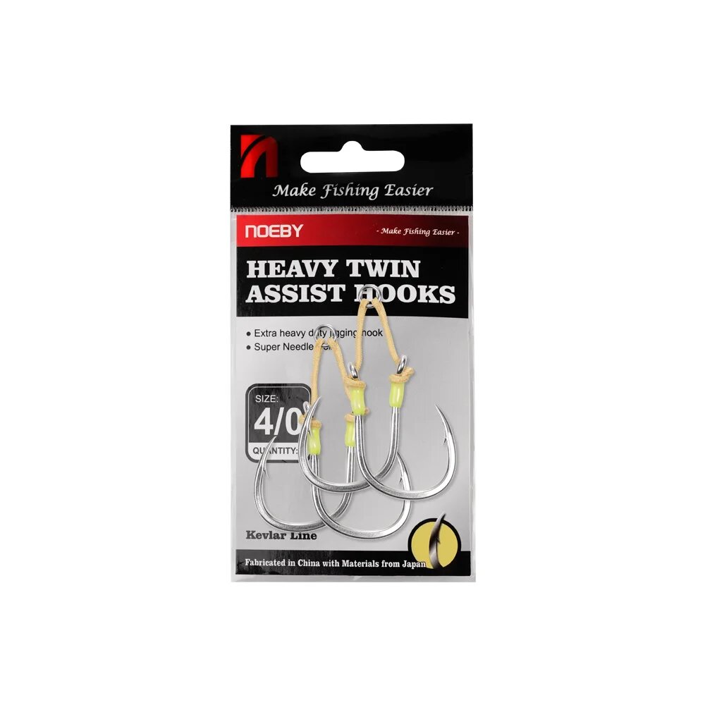 Noeby Heavy Twin Assist Hooks, 4/0, цвет 4 0