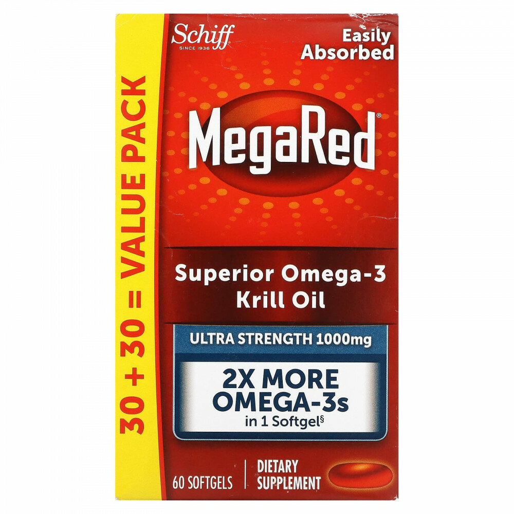 Schiff, MegaRed®, масло криля с омега-3, 1000 мг, 60 капсул