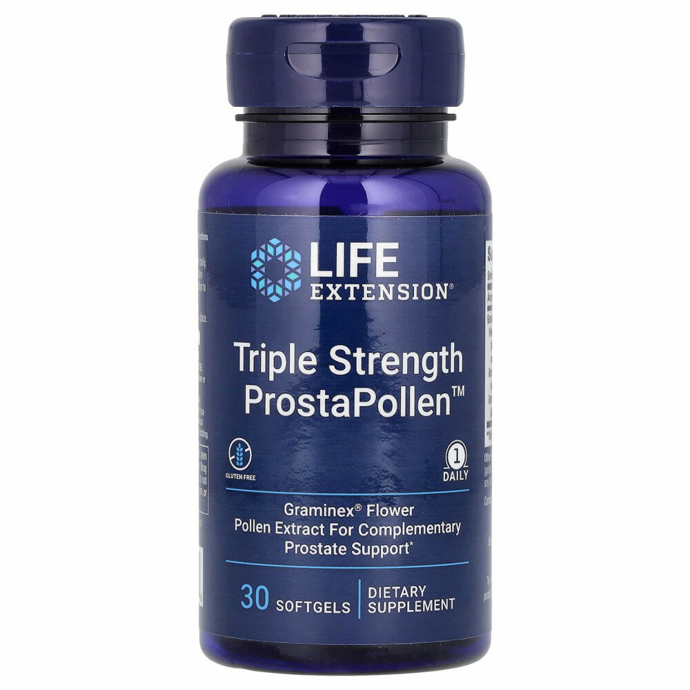 Life Extension, ProstaPollen™, тройная сила действия, 30 капсул (378 мг в 1 капсуле)