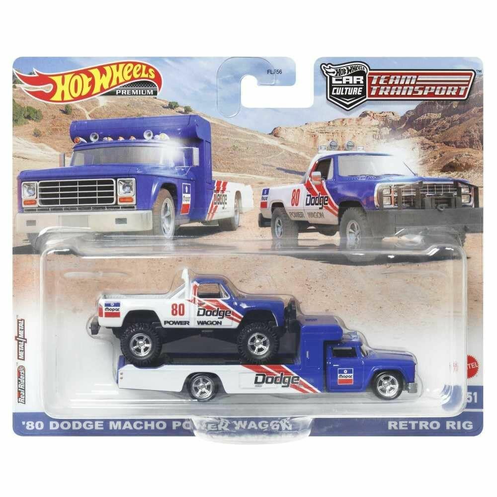 Машинка Hot Wheels Team Transport FLF56:'80 Dodge Macho Power Wagon & Retro Rig