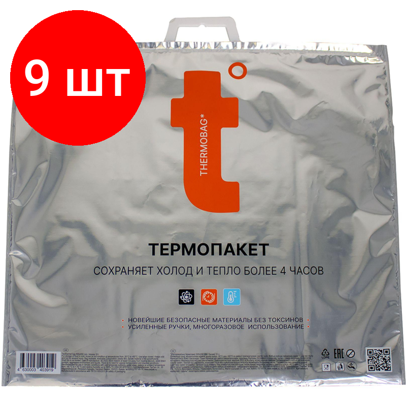 Комплект 9 штук, Термопакет 60х55 см (Металл/ПВД с лог. t) ТПК 06/1