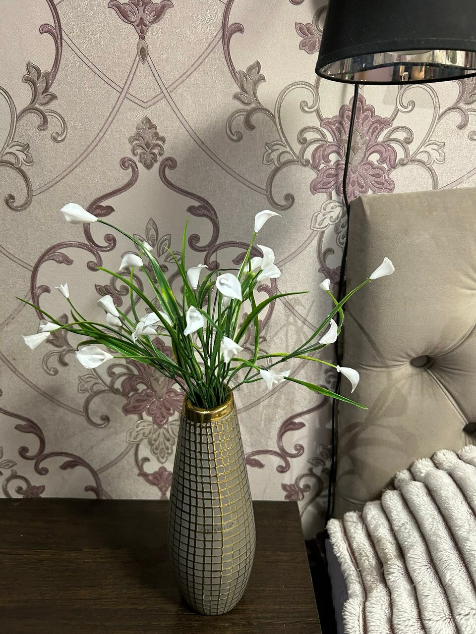 Искусственное растение Holodilova "Калла", цветущее, белое, 35 см, пластик