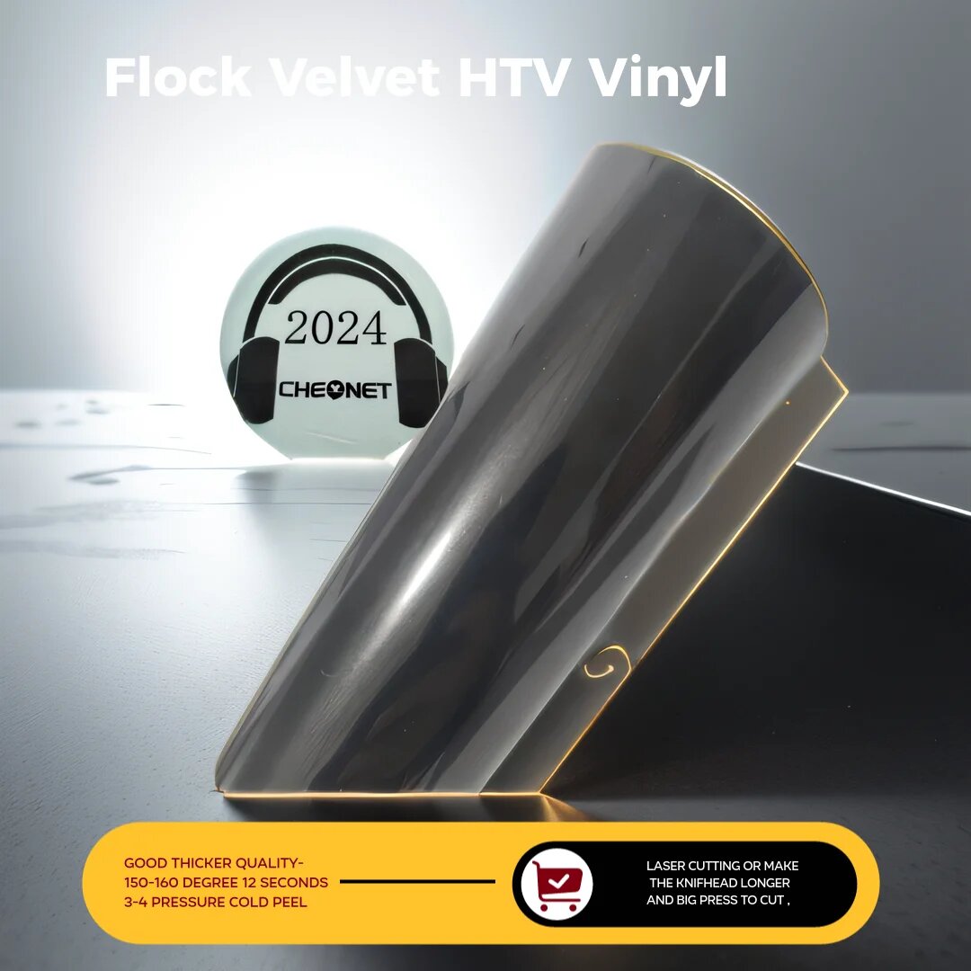 CHEONET 3D бархатный винил для термопечати разные цвета 25cm x30cm, Black 1