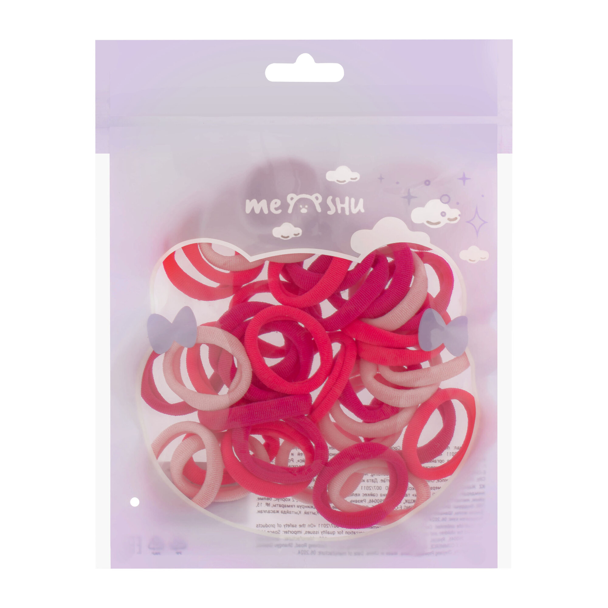 10 шт. Резинки для волос MESHU, розовые ассорти, 40шт, диаметр 2,5см, европодвес