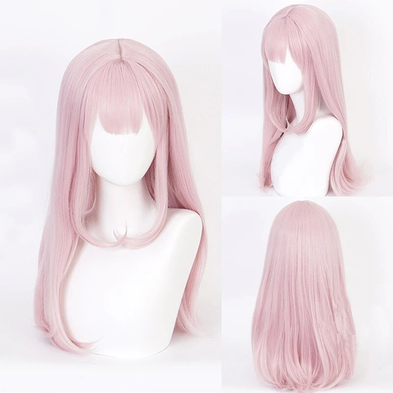 Парик RANYU розовый синтетический длинный прямой
