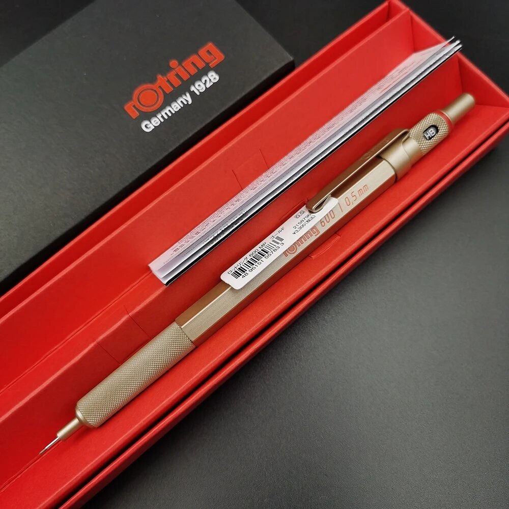 Механический карандаш и шариковая ручка Rotring 600 Розовое золото и белое золото Champagne Gold