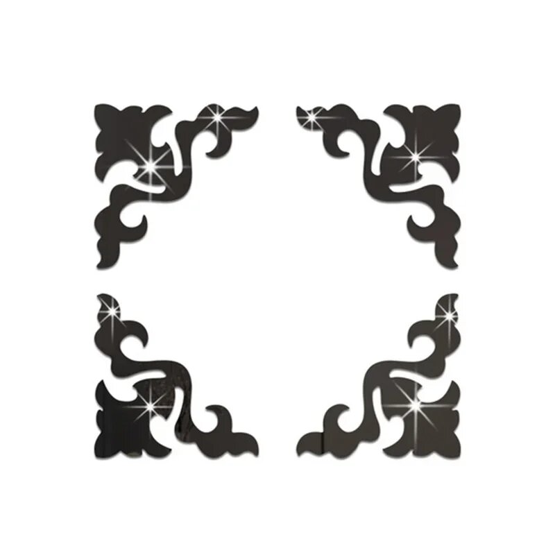 Зеркальные угловые наклейки акрил 4 шт. Black A