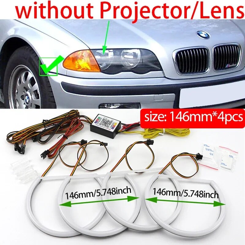 Ангельские глаза RGBW для BMW E46 (1998-2002) Pre-LCI Halogen