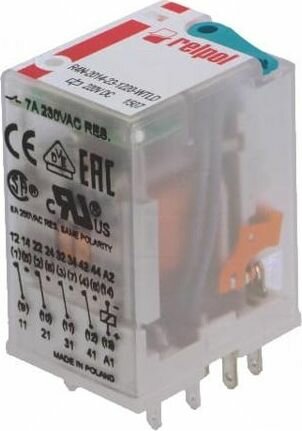 Реле RELPOL R4N-2014-23-1220-WTLD Реле электромагнитное 4PDT Uобмотки 220ВDC 6A/250ВAC 6A/24ВDC IP40 монтаж на колодку 1шт