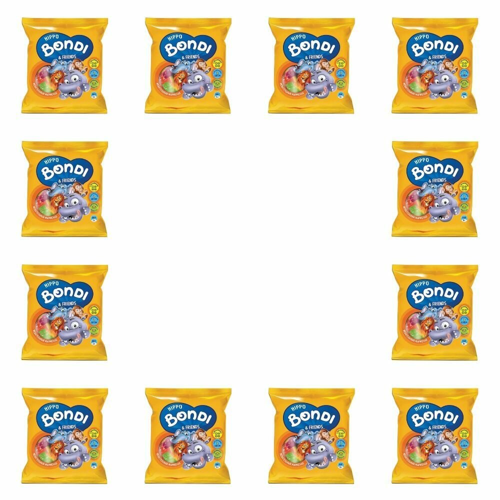 HIPPO BONDI & FRIENDS Мармелад жевательный, с соком ягод и фруктов, 70 г - 12 шт
