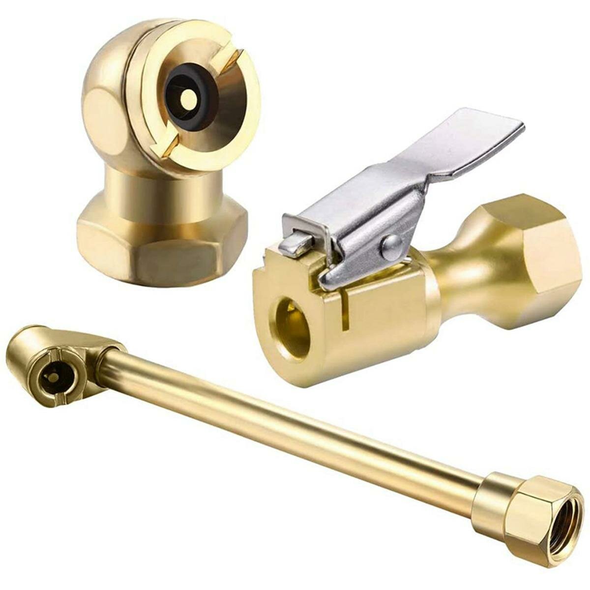 BRADOO-3 Pack Heavy Duty Brass Air Chuck Set, 1/4-дюймовый латунный воздушный патрон для шинного накачивающего устройства, манометра, компрессора, аксессуаров