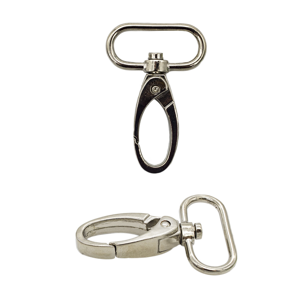 Карабин поворотный с рамкой 25мм (32*48мм) металл, 2шт/упак, Hobby&Pro (никель)