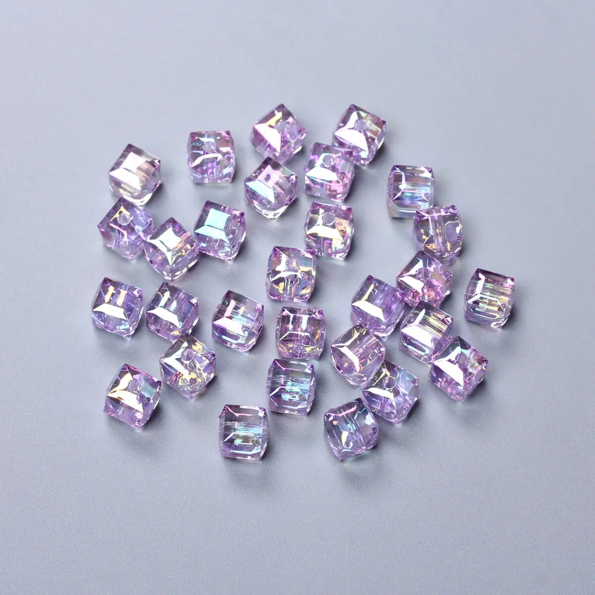 Квадратные прозрачные голографические бусины, 8 мм, 30 шт.