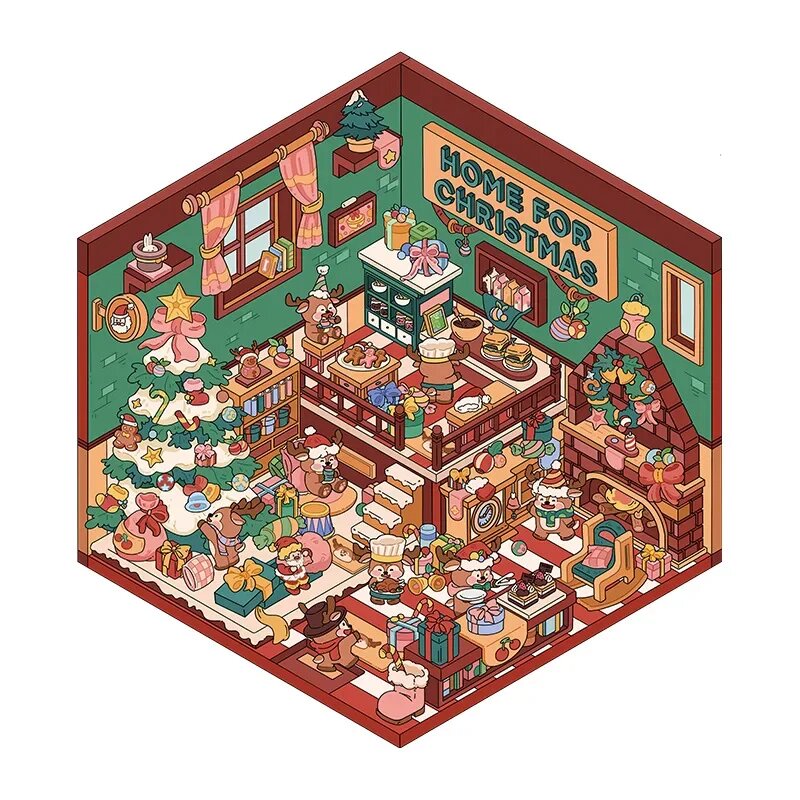 3D наклейки Merry Christmas Cute Animals Christmas party