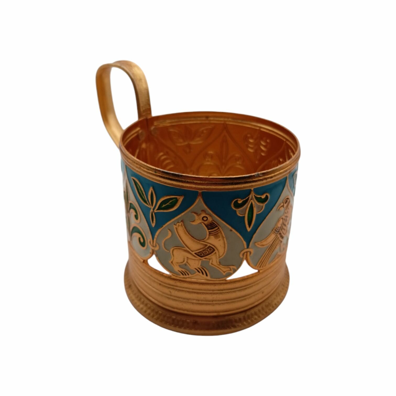 Советский подстаканник Феникс и Грифон, эмаль, клеймо, сделано в СССР.
