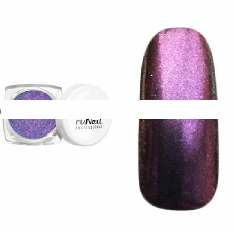 RuNail Professional, Втирка зеркальная (пыль) для дизайна, набор с аппликатором, сиреневая, 1 г