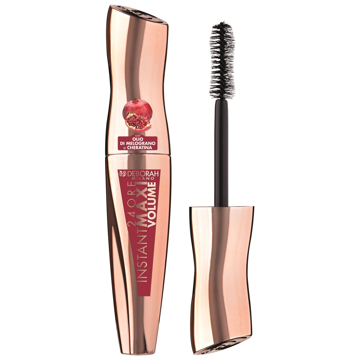 Тушь для ресниц максимальный объем с гранатом, Deborah Milano, 24 Ore Instant Maxi Volume Mascara, тон черный, 12 мл