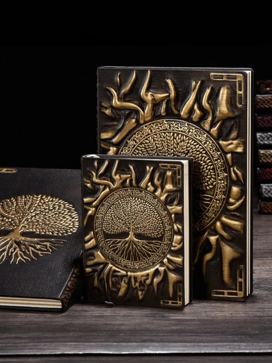 Блокнот Древо жизни А5 Китобой подарок коричневый, бронзовый