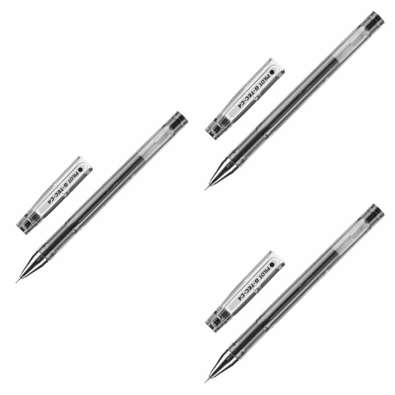 Pilot Ручка гелевая, 0,2 мм, цвет чернил - черный, 3 шт.