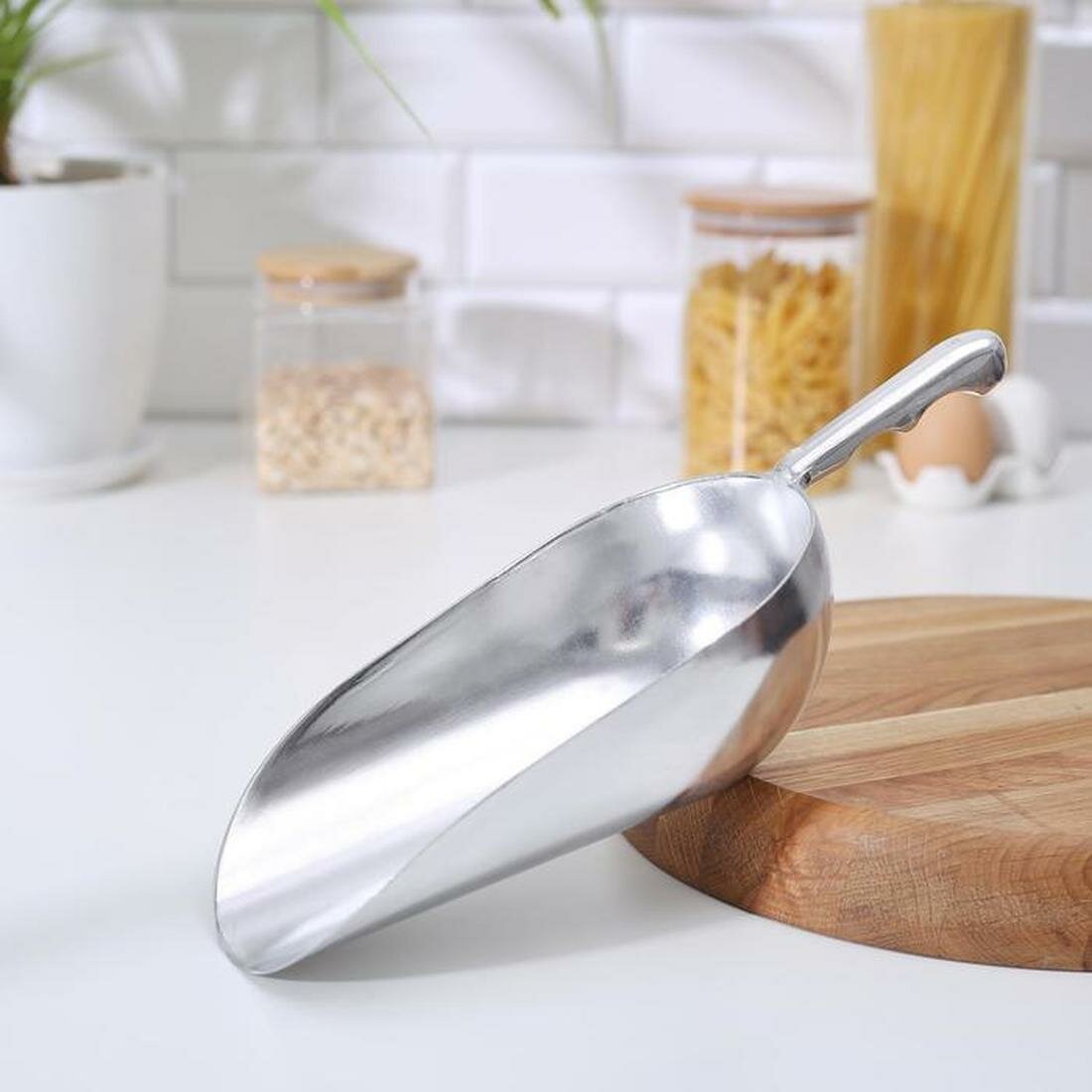 Совок алюминиевый, длина 31 см, объём 560 мл, цвет: серебристый