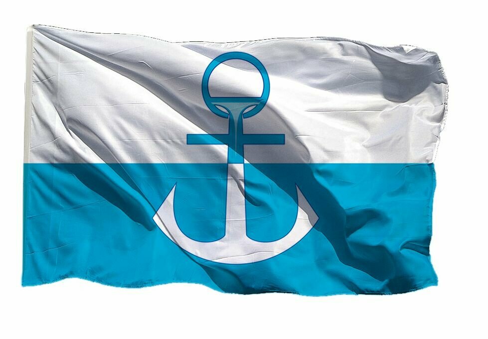 Флаг российского Мариуполя, 70х105 см на шёлке для ручного древка