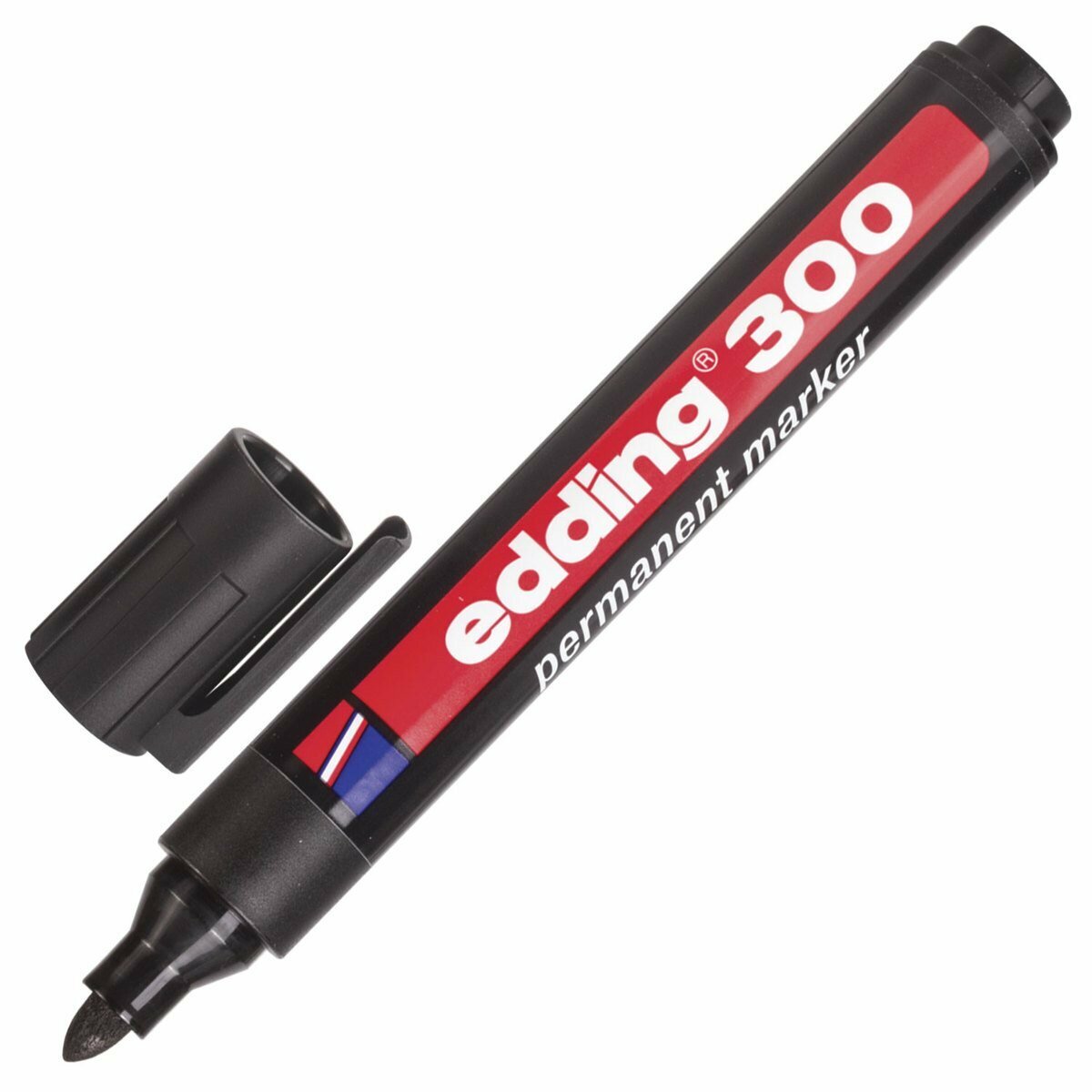Маркеры перманентные edding набор 4 штуки, круглый наконечник 1,5-3 мм (черный, синий, красный, зеленый) (E-300/4S)