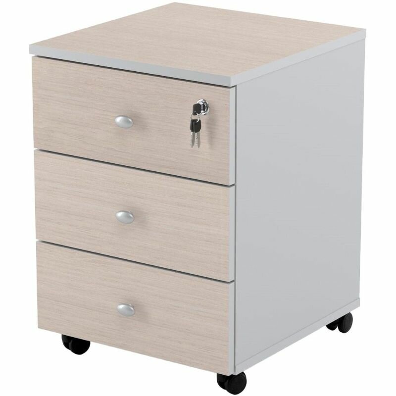 Тумба подкатная EASY TO LEAD Easy LT 16/16 400x420x530 мм, 3 ящика, светлый дуб/серый