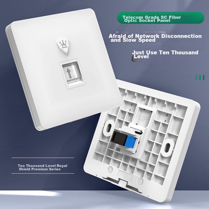 OFNPFTTH Computer Fiber Optic Socket Panel, 86-Type SC Coupler Fiber Wall Socket, Mobile Fiber Optic Interface Panel Socket, White Single Port, 2-81116 — фото 1