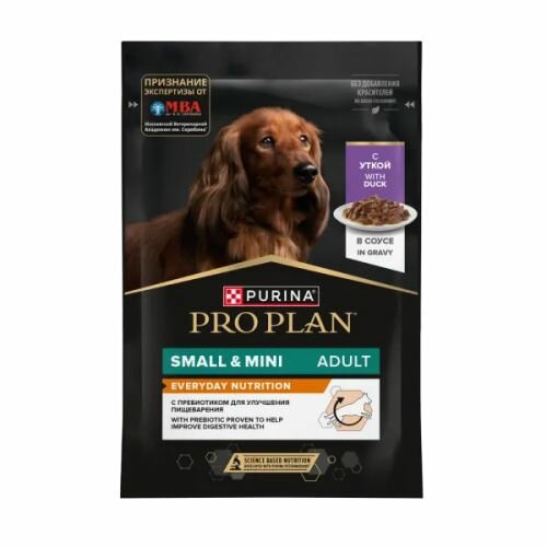 PRO PLAN 85 г пауч влажный корм для взрослых собак мелких и карликовых пород, с уткой в соусе
