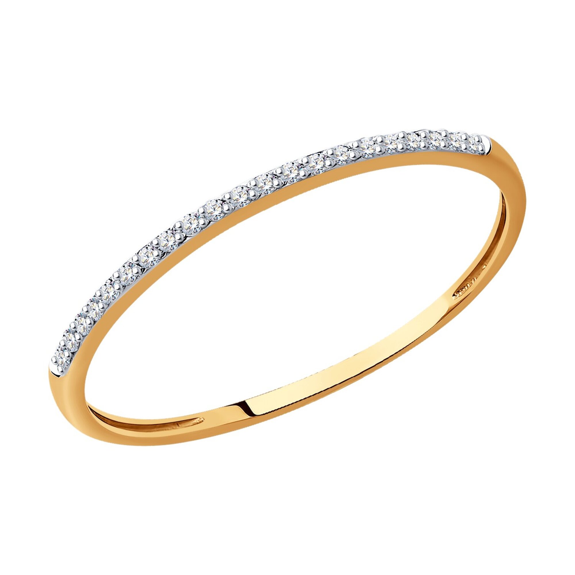 Кольцо дорожка, красное золото, 585 проба, бриллиант