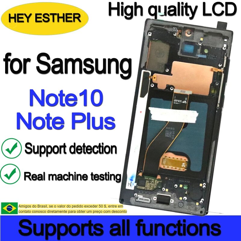 Замена Super AMOLED для Samsung Note 10, ЖК-дисплей с сенсорным экраном Note 10 Plus Note10 No frame