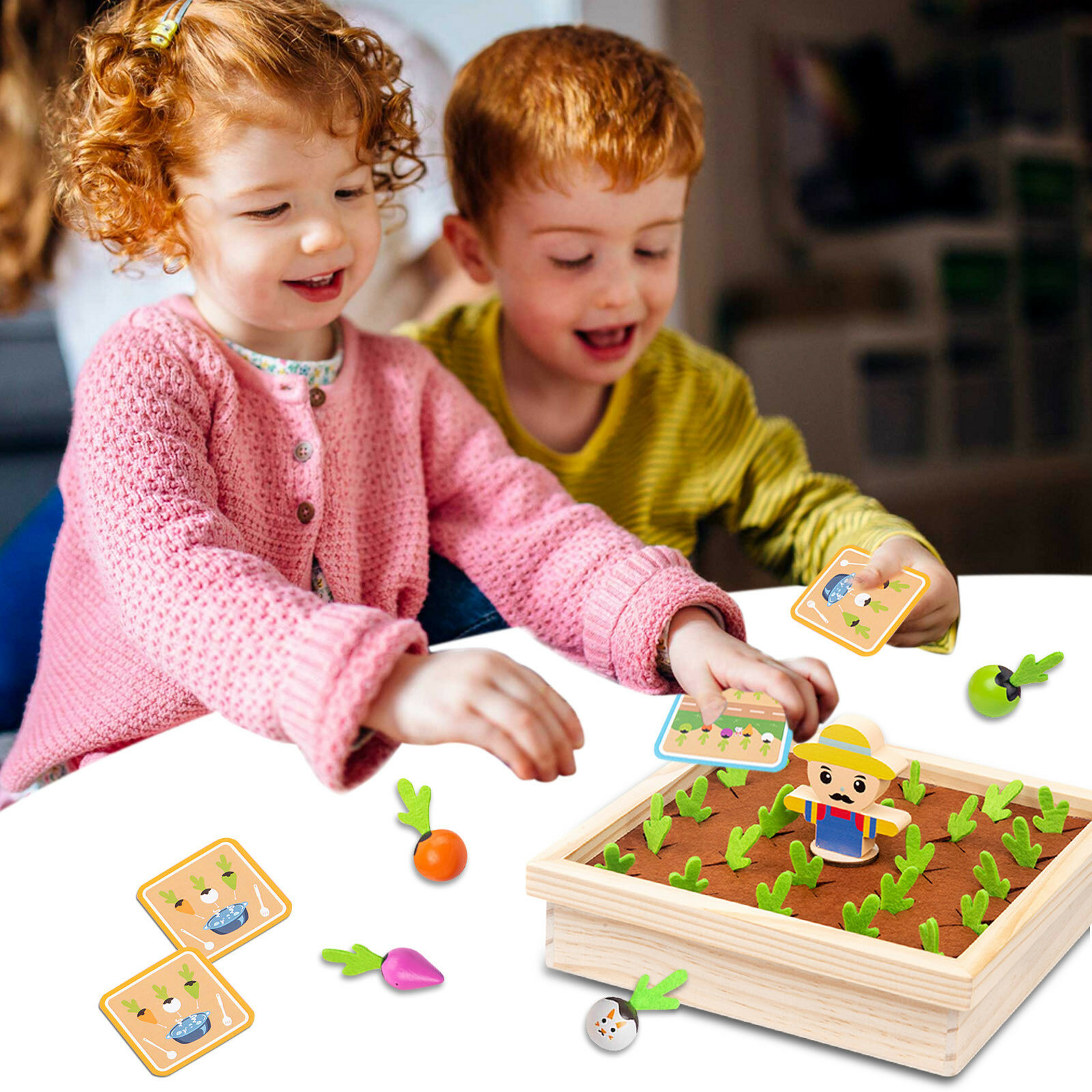 Игрушки Монтессори для малышей Посадка моркови Деревянная игрушка Цветная редиска Сортировка памяти Игры для развития мо