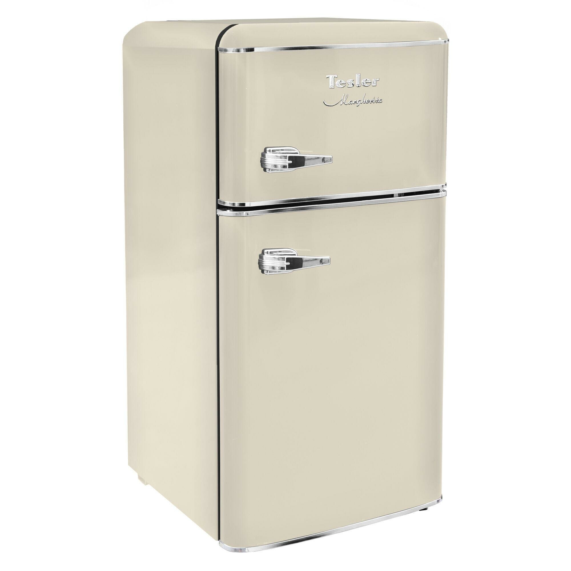 Холодильник TESLER RT-132 BEIGE бежевый, ретро, 113x48.6x52 см, верхняя морозилка