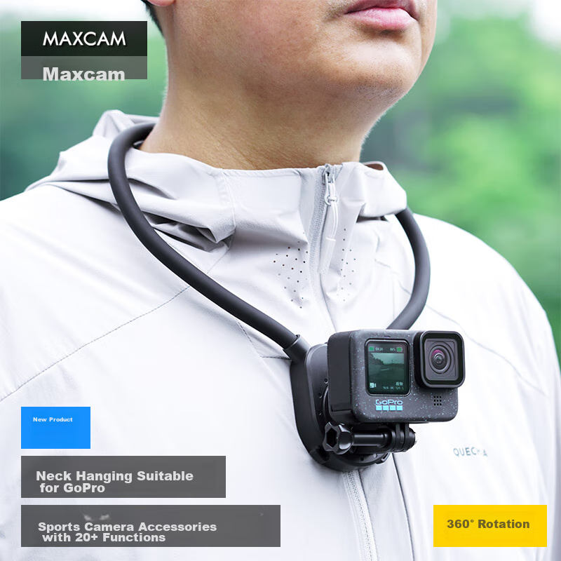 MAXCAM/Maisikamu Neck Strap for Action Cameras, Compatible with GoPro Ace Pro 2/GoPro 13/12, Fishing Lure Mount, Cycling Accessory