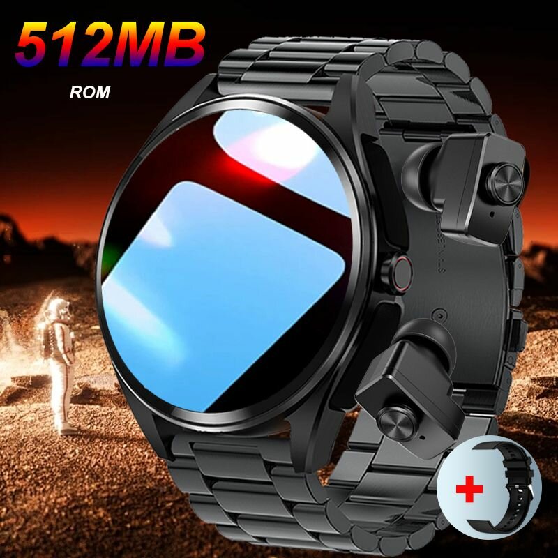 2024 Smartwatch TWS Умные часы и наушники 2 в 1 Мужчины и женщины, круглые, фитнес трекер, amoled, смарт часы мужские, на android, ios