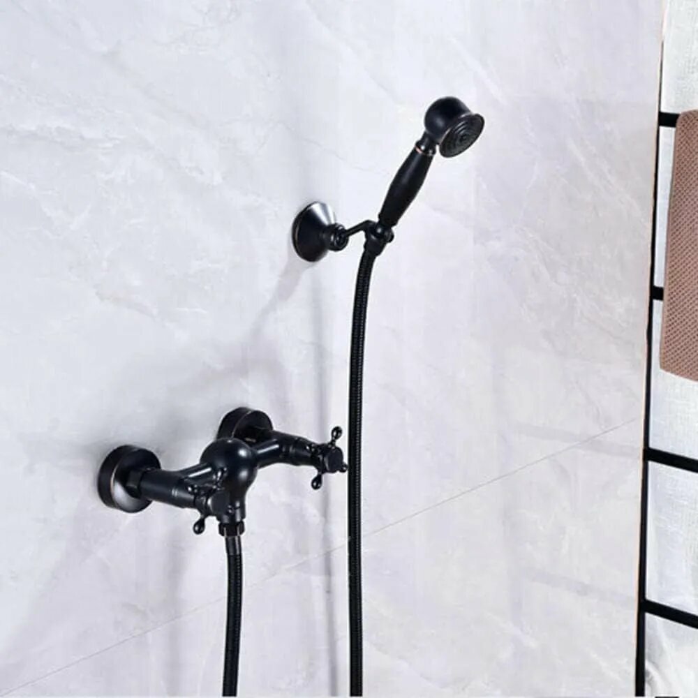 Ретро-смеситель для душа в ванной, смеситель для душа в ванной с двойной ручкой и ручным душем с горячей и холодной водой традиционный смеситель для душа в ванной комнате